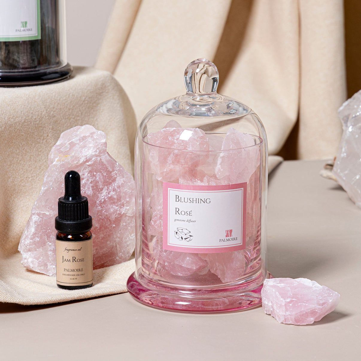 Palmoire Blushing Rosé Quartz Gemstone Diffuser – Jam Rose Fragrance ...